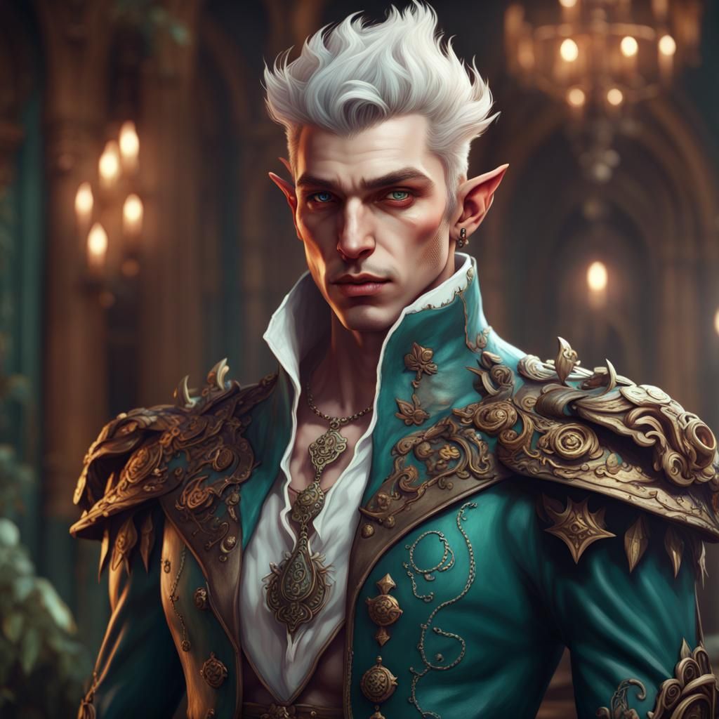 Elf 231107E - Rococopunk Elf Portrait: Detailed Fantasy Art