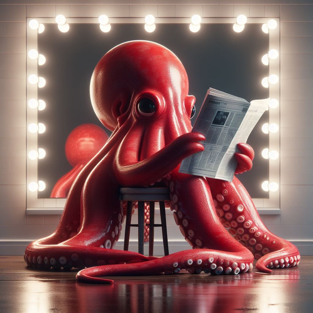 cool looking red octo reading a newspaper - AI Generated Artwork ...