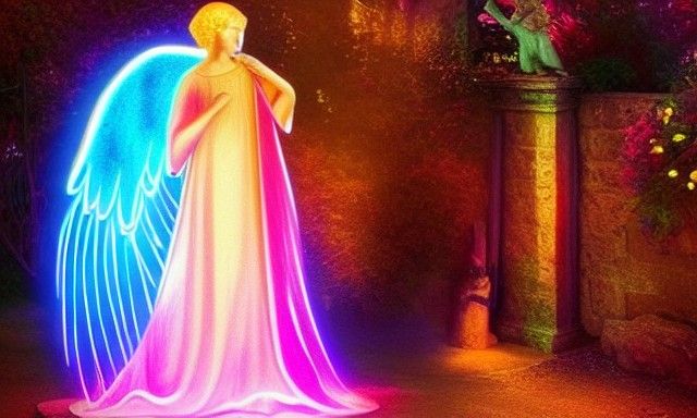 The Angel Guarding The Gate To Eden glowing beautiful colourful - AI ...
