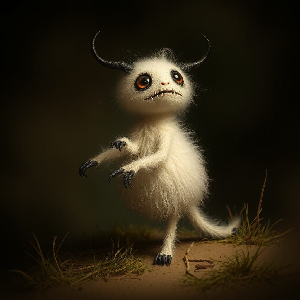 Mysterious Furry Wisp Creature in a Whimsical Land... - AI Art