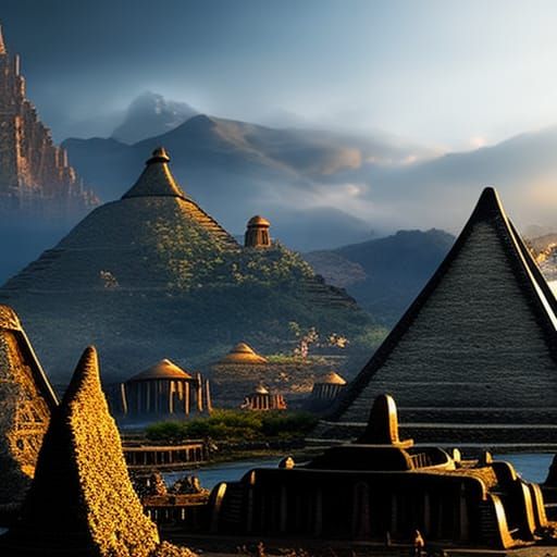 The Aztec City Epic cinematic brilliant stunning intricate meticulously ...