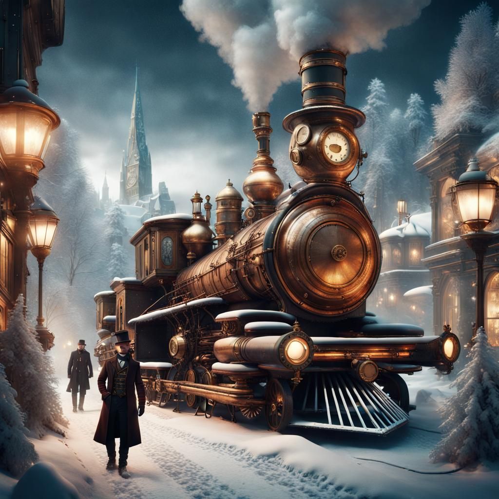 Steampunk winter Wonderland - AI Generated Artwork - NightCafe Creator