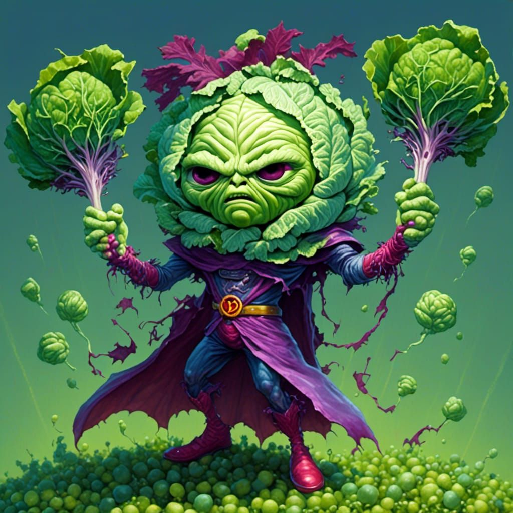 Salad man, superhero cabbage - AI Generated Artwork - NightCafe Creator