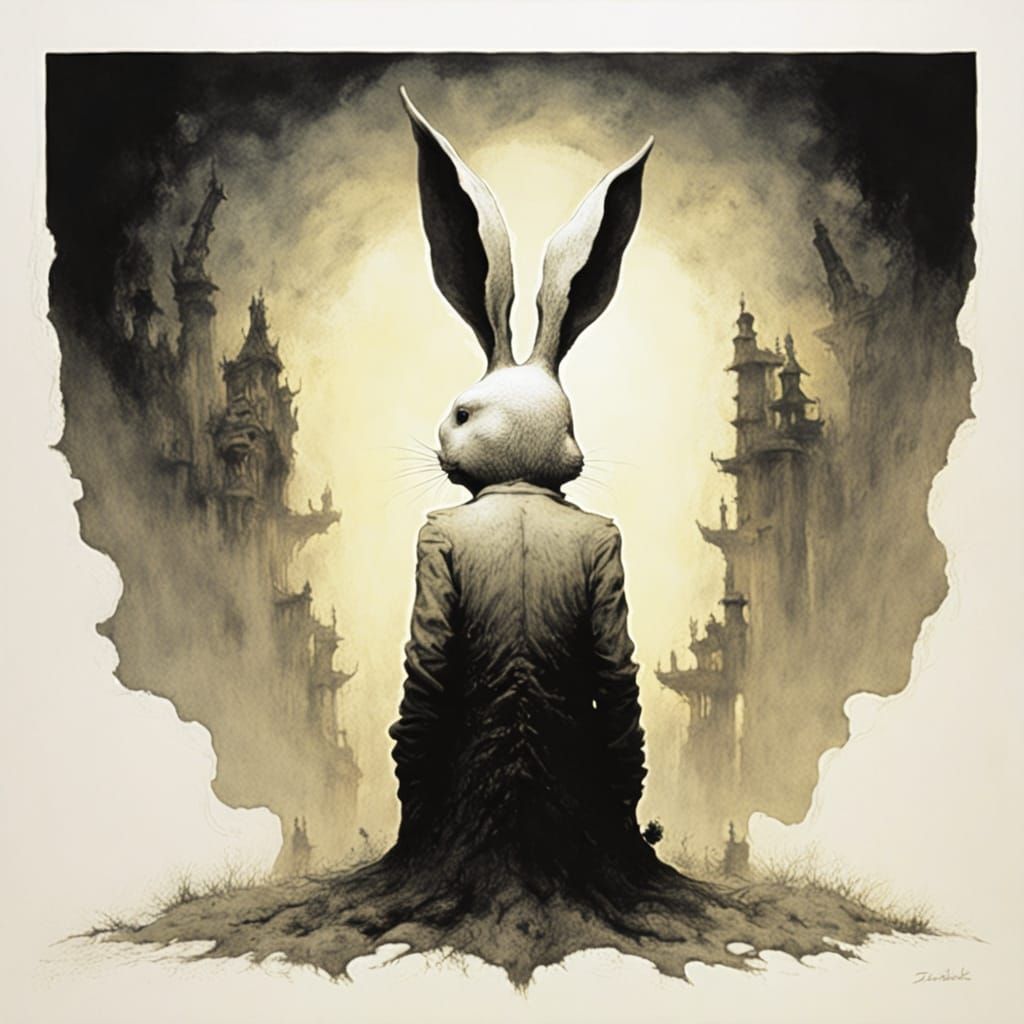 Surrealist Ink Blot Test of a Fugitive Rabbit - AI Art