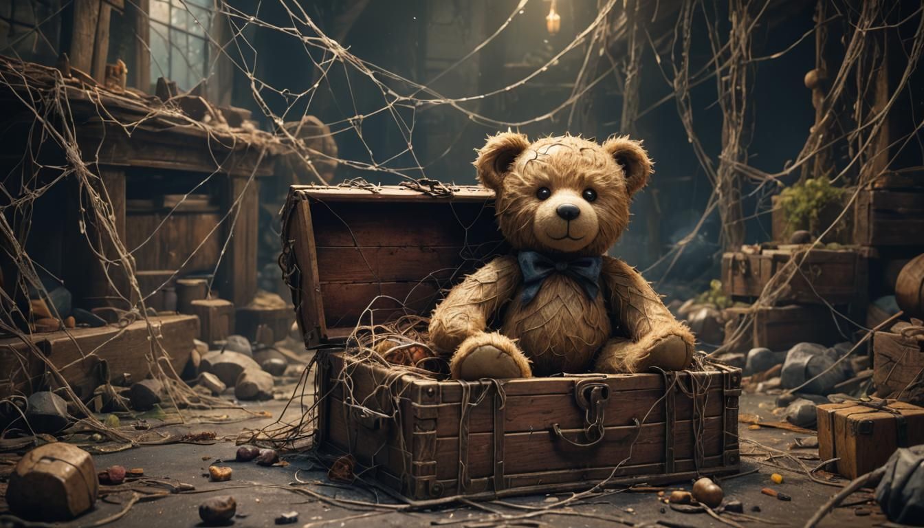 Abandoned teddy in the attic - AI Generated Artwork - NightCafe Creator