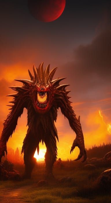 blood moon monster. - AI Generated Artwork - NightCafe Creator