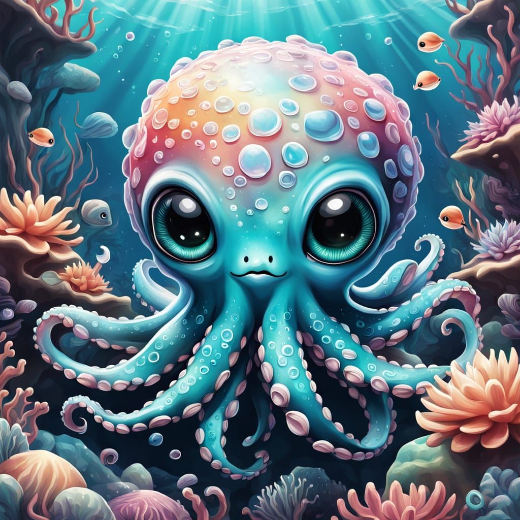 Chibi Octopus in Vibrant Japanese Pop Art Style - AI Art