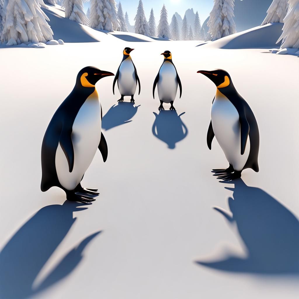 Penguins watching each other - AI Generated Artwork - NightCafe Creator