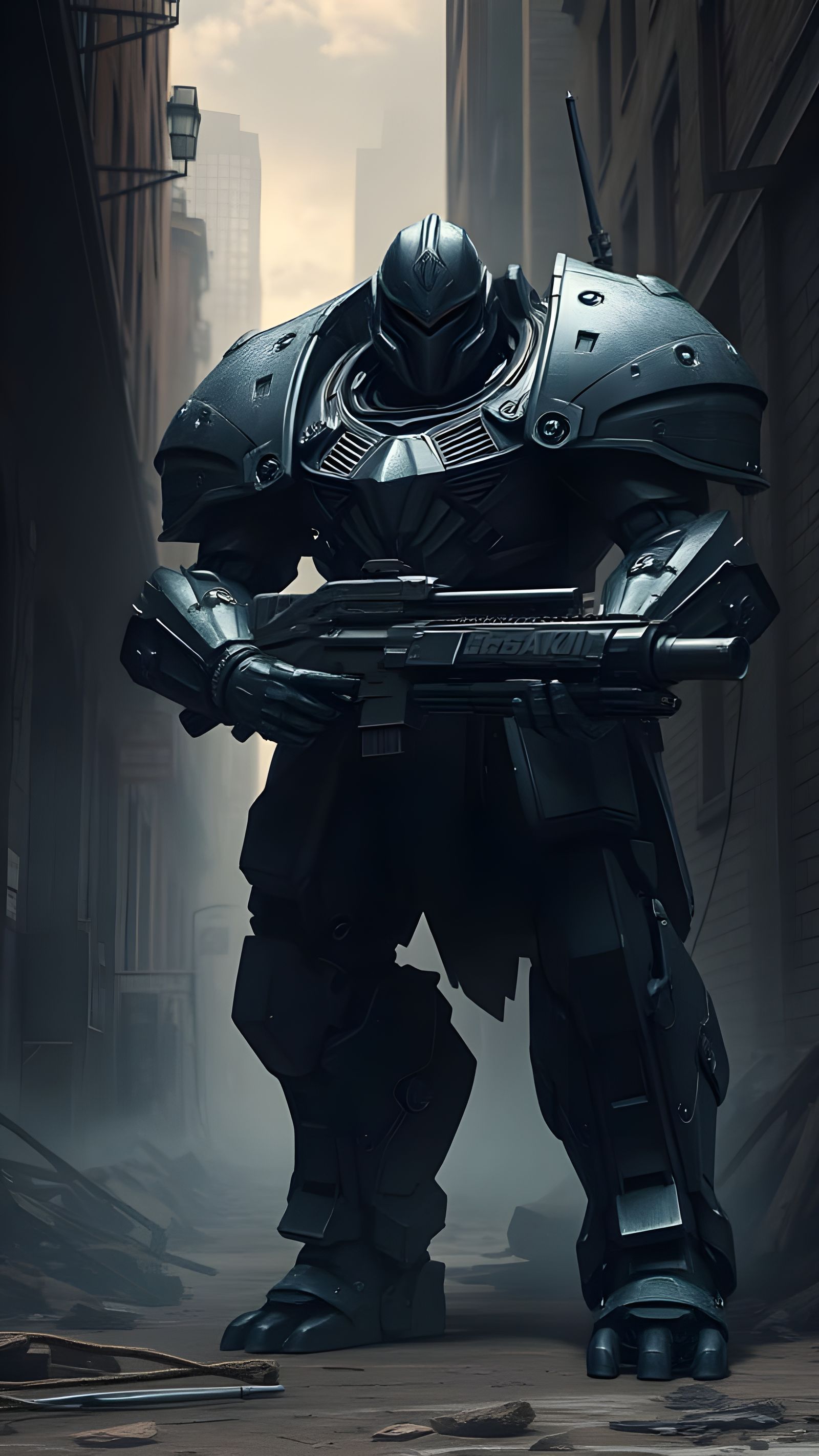 Cyberpunk Warrior Mech in Stealth Mode - AI Art