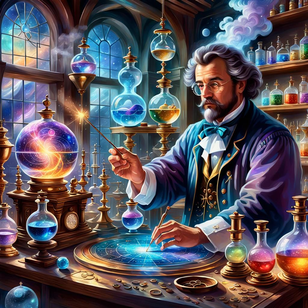 Alchemy laboratory with alchemist. - AI Generated Artwork - NightCafe ...