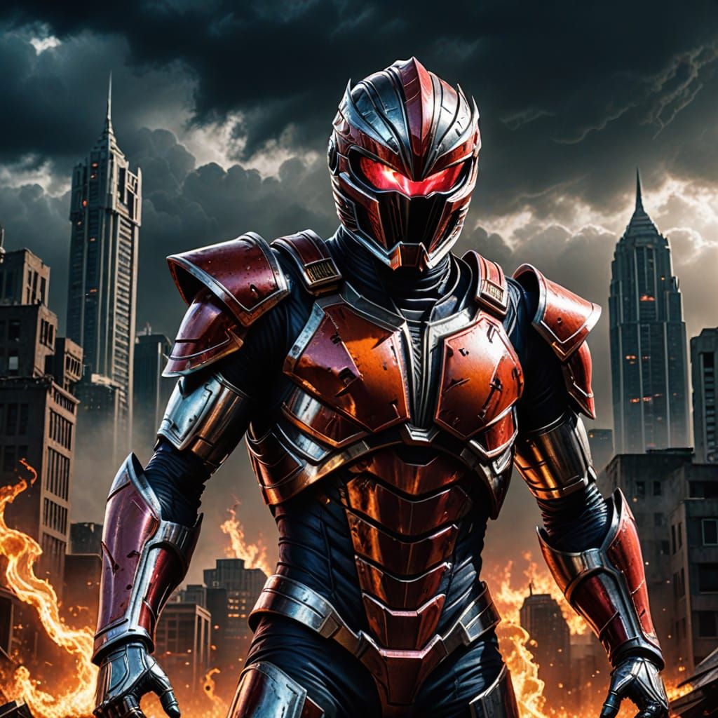 Lord Zedd Towers Over Beaten Power Ranger in Dark,... - AI Art