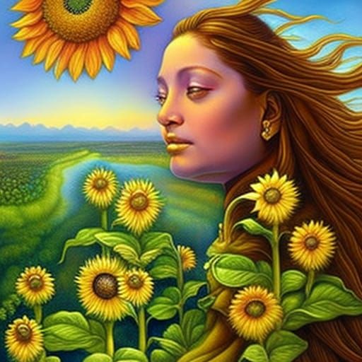 Lady Sunflower - AI Generated Artwork - NightCafe Creator