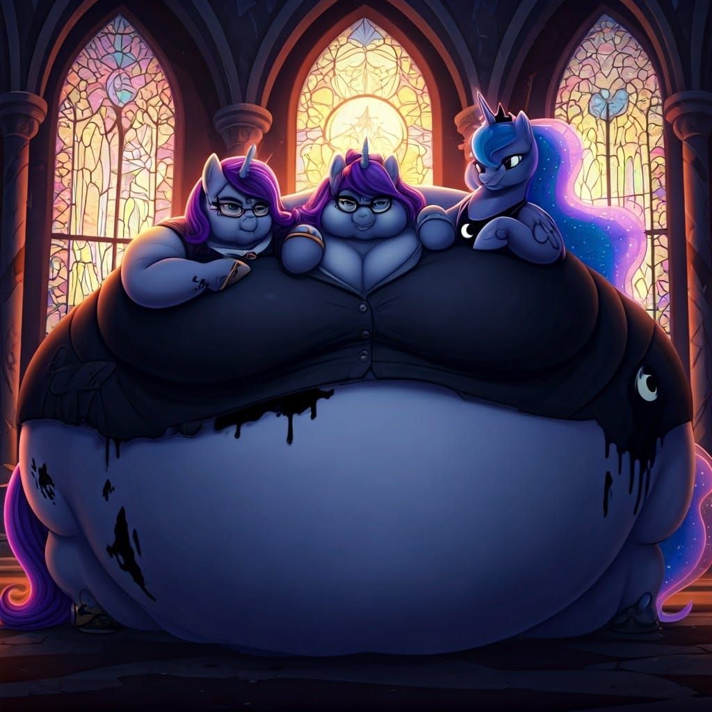 Fat, Immobile Mares Pay Homage to Princess Luna in... - AI Art