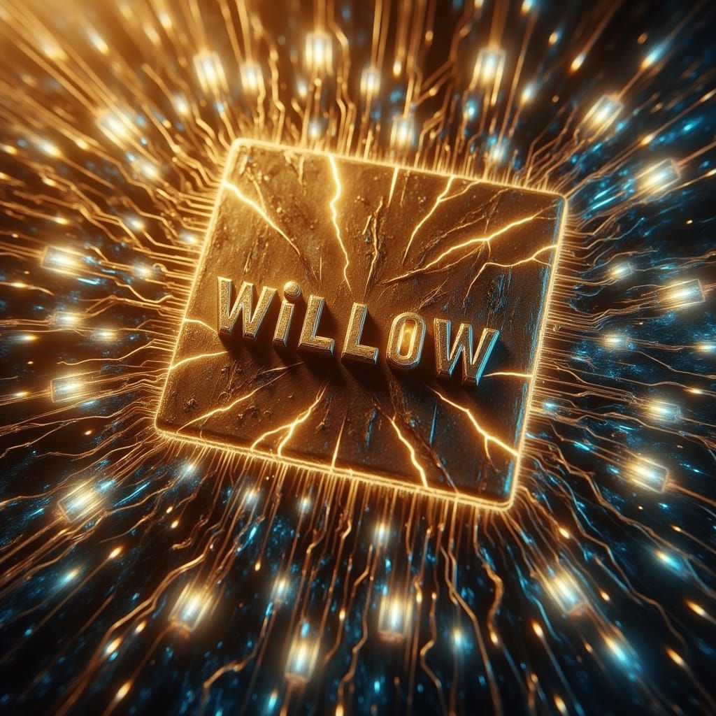 Quantum Computing - Golden Quantum CPU Chip with Radiant Glo...