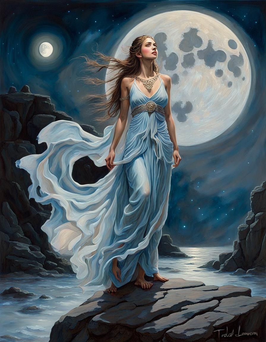 Too many limbs - Woman Under Moonlight in Fantasy Art