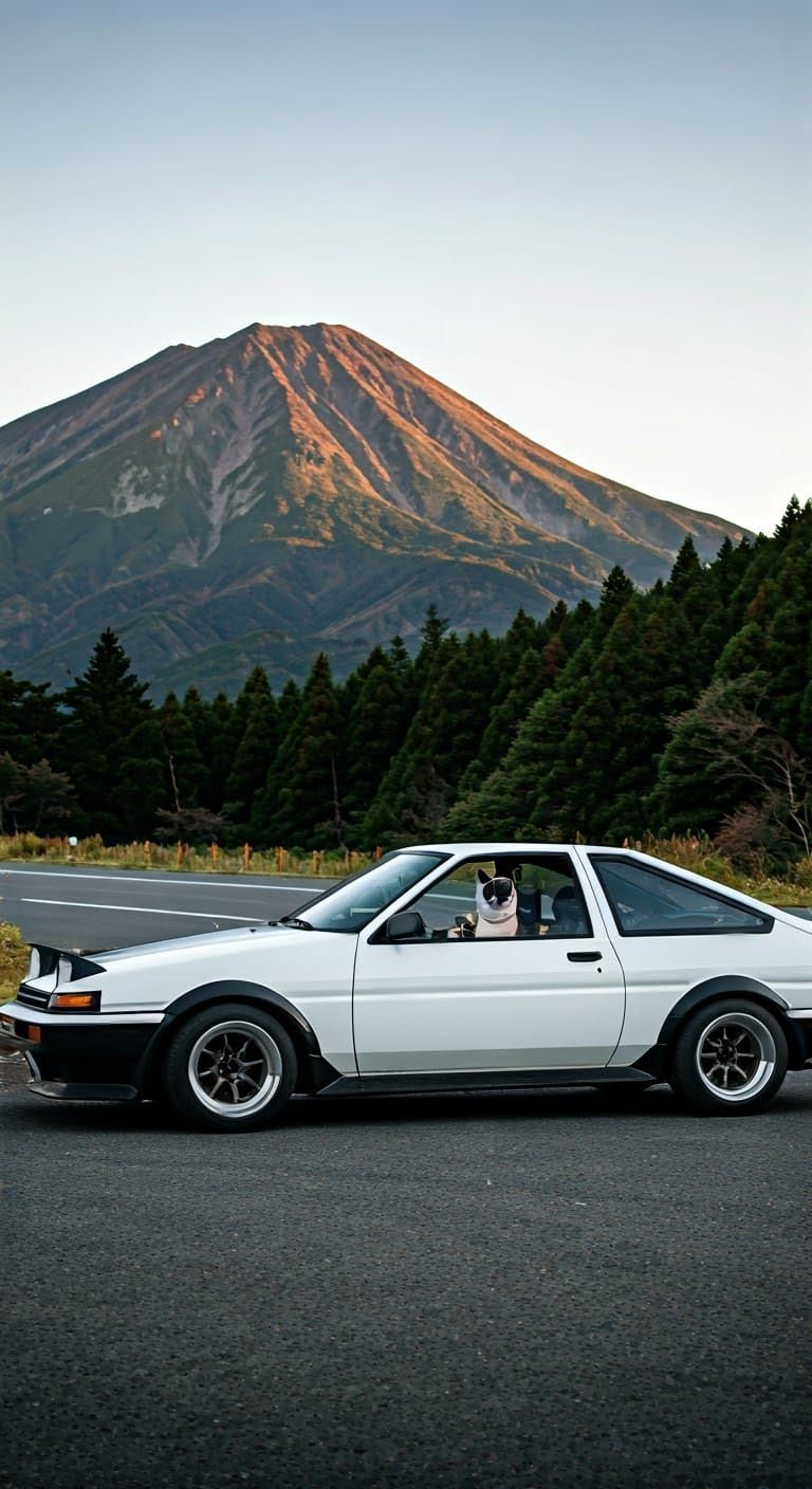 Elegant Retro-Futuristic Toyota AE86 Trueno with S... - AI Art