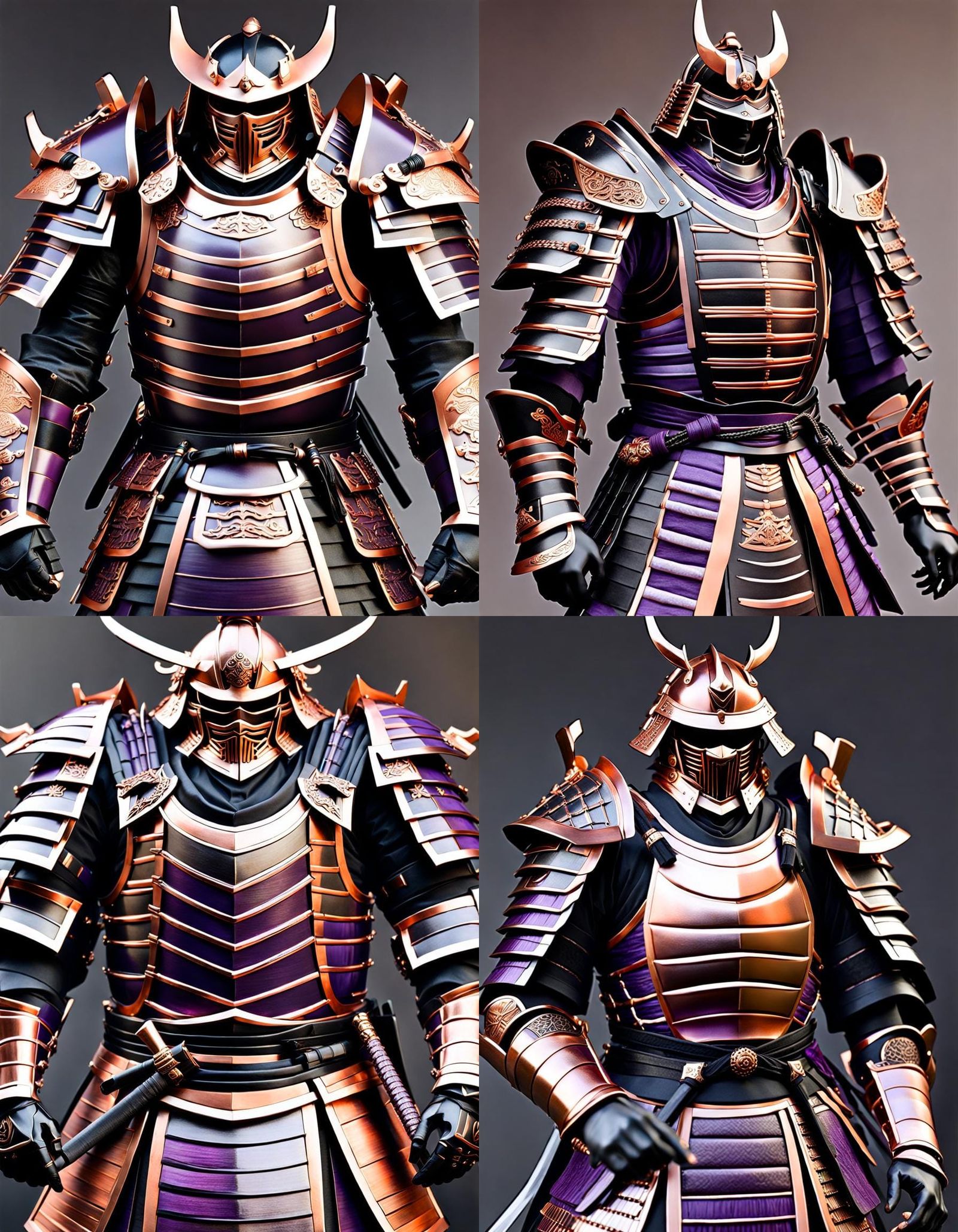 Black, Dark Plum, Lighter Purples, Peach-Orange O-Yoroi Samurai Armor ...