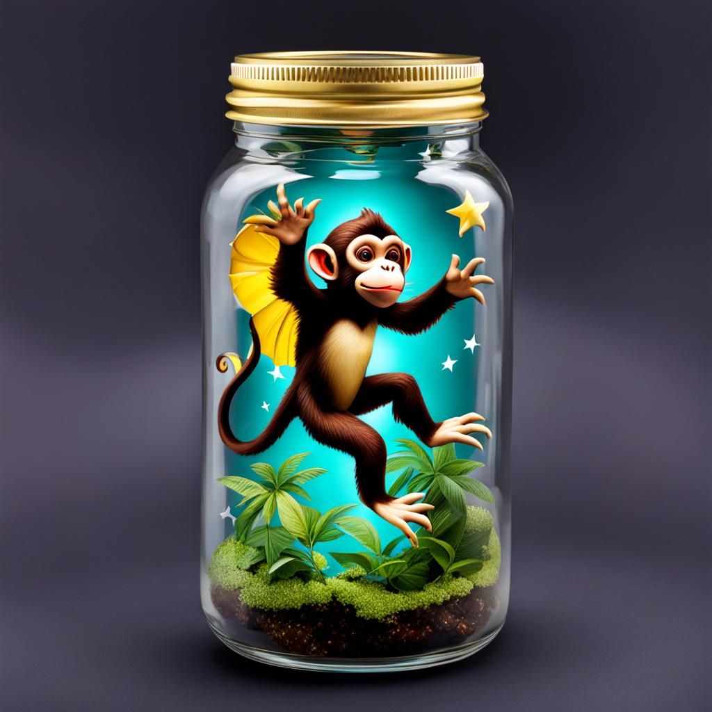 flying monkey in a jar - AI Generated Artwork - NightCafe Creator