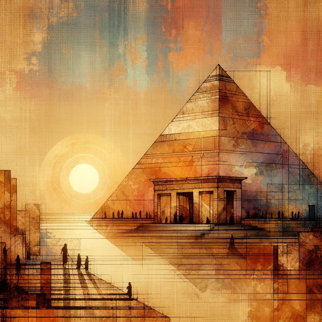 Ancient Egyptian Papyrus Collage with Semi-Finishe... - AI Art