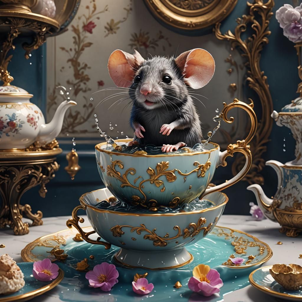 A mouse taking a bath in a teacup - AI Generated Artwork - NightCafe ...