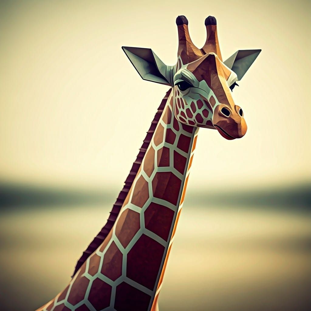 Giraffes - Origami Giraffe in Soft Focus, Inspired by Takash...