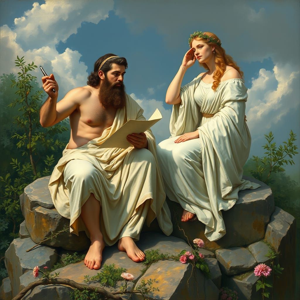 Hesiod and the Muse Gustave Moreau oil on canvas