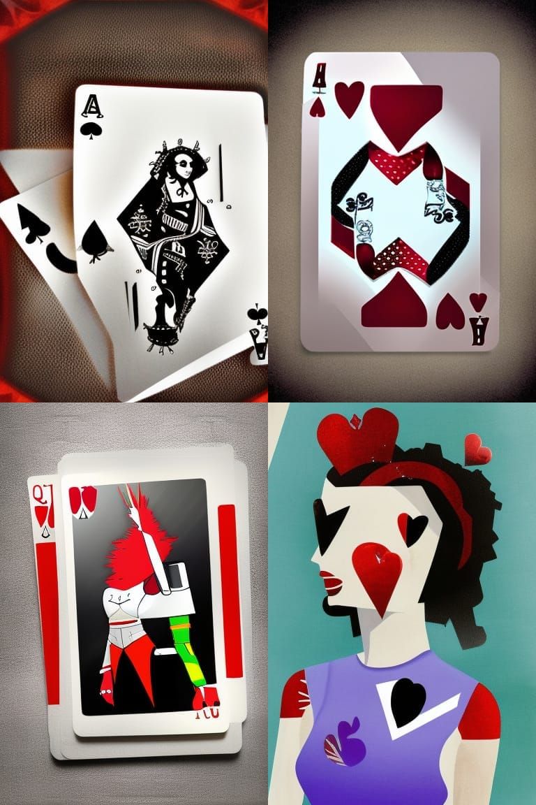 heartcore cyborg queen of hearts poker card, fashion, minimalist, style ...