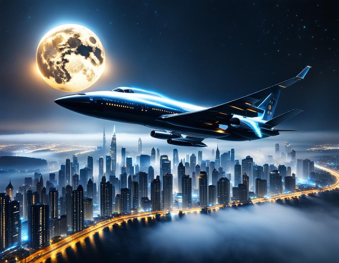 transparent jet plane made of shiny polished obsidian and Dendritic ...