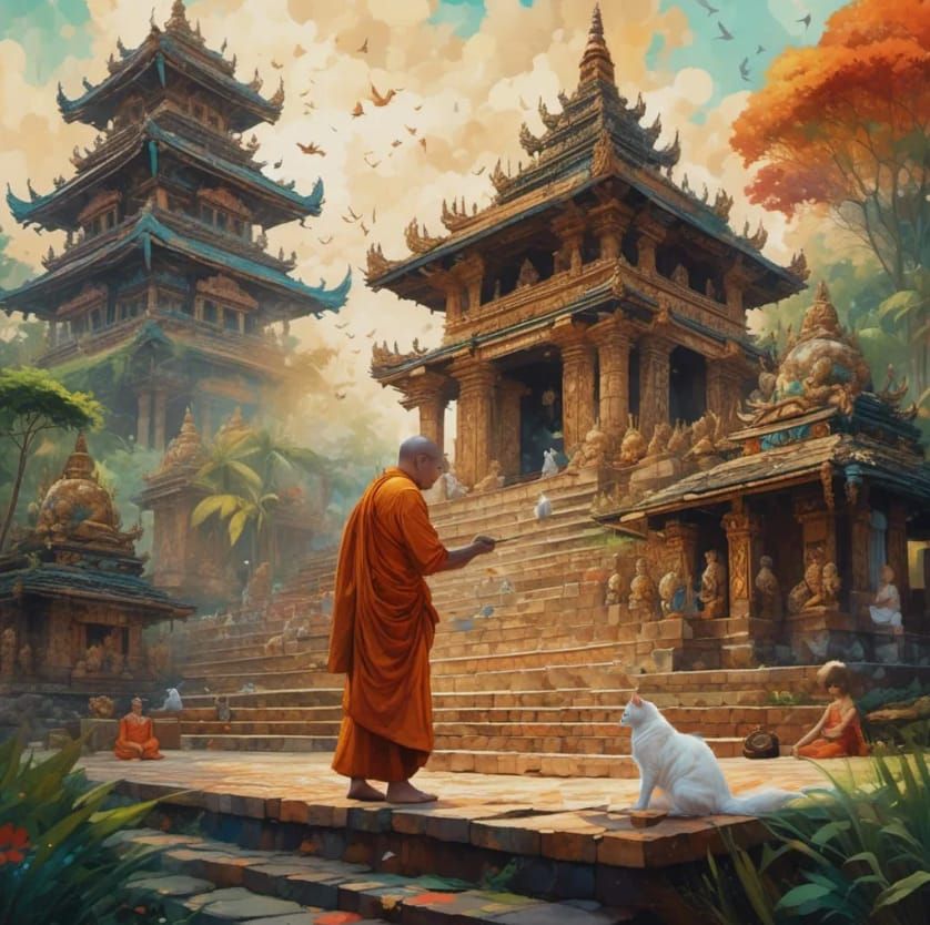 A monk in Bali - AI Generated Artwork - NightCafe Creator