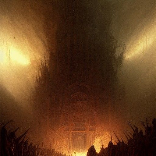 From the hellfire - Infernal Horror Scene in Engraving Style