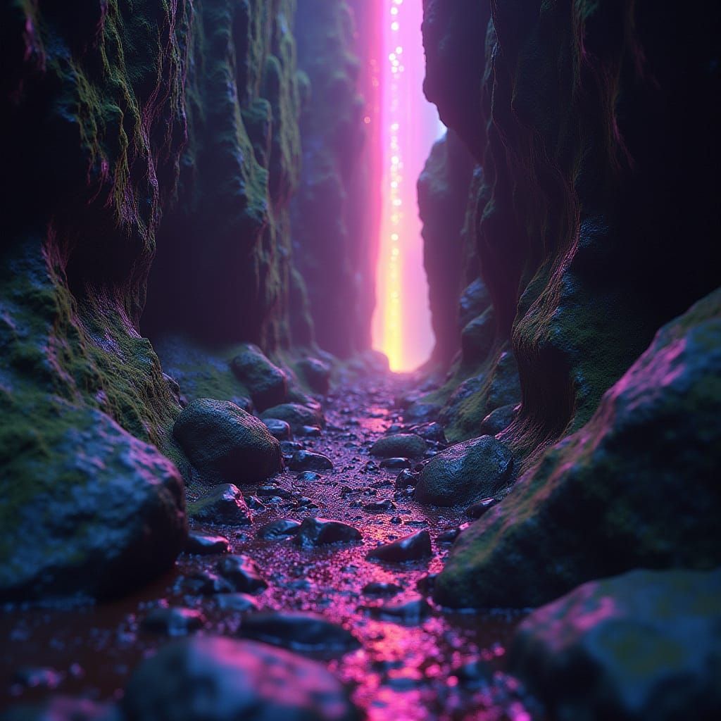 Over 3 km under ground the rock face ahead opens into a small fissure ...