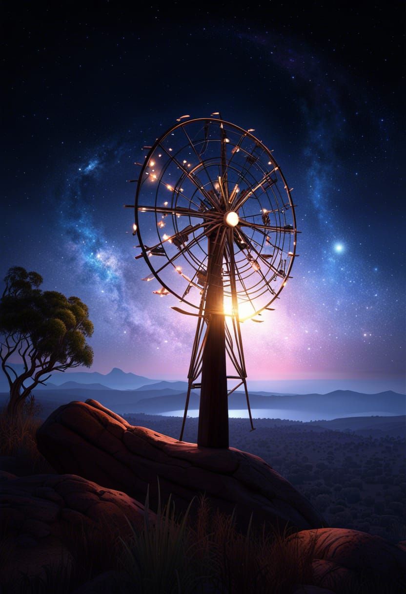 Australian Comet Windmill in the moonlight - AI Generated Artwork ...