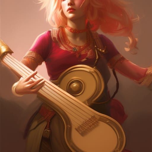 Cute bard playing lute - AI Generated Artwork - NightCafe Creator