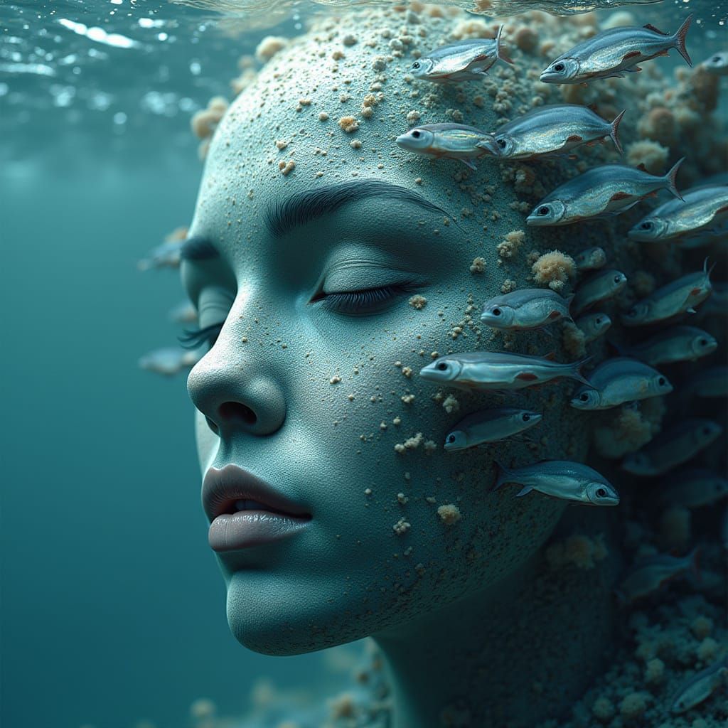 Ocean - Surrealist Portrait of Oceanic Life in Dreamlike Abs...