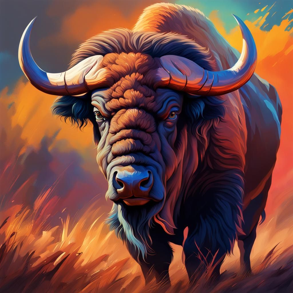 Buffalo watercolor - AI Generated Artwork - NightCafe Creator