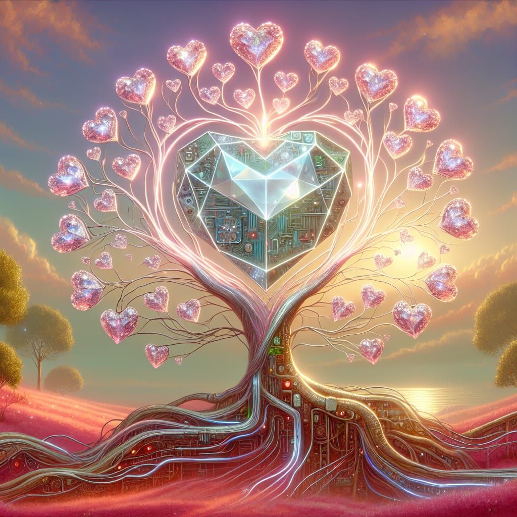 Electro heart tree - AI Generated Artwork - NightCafe Creator