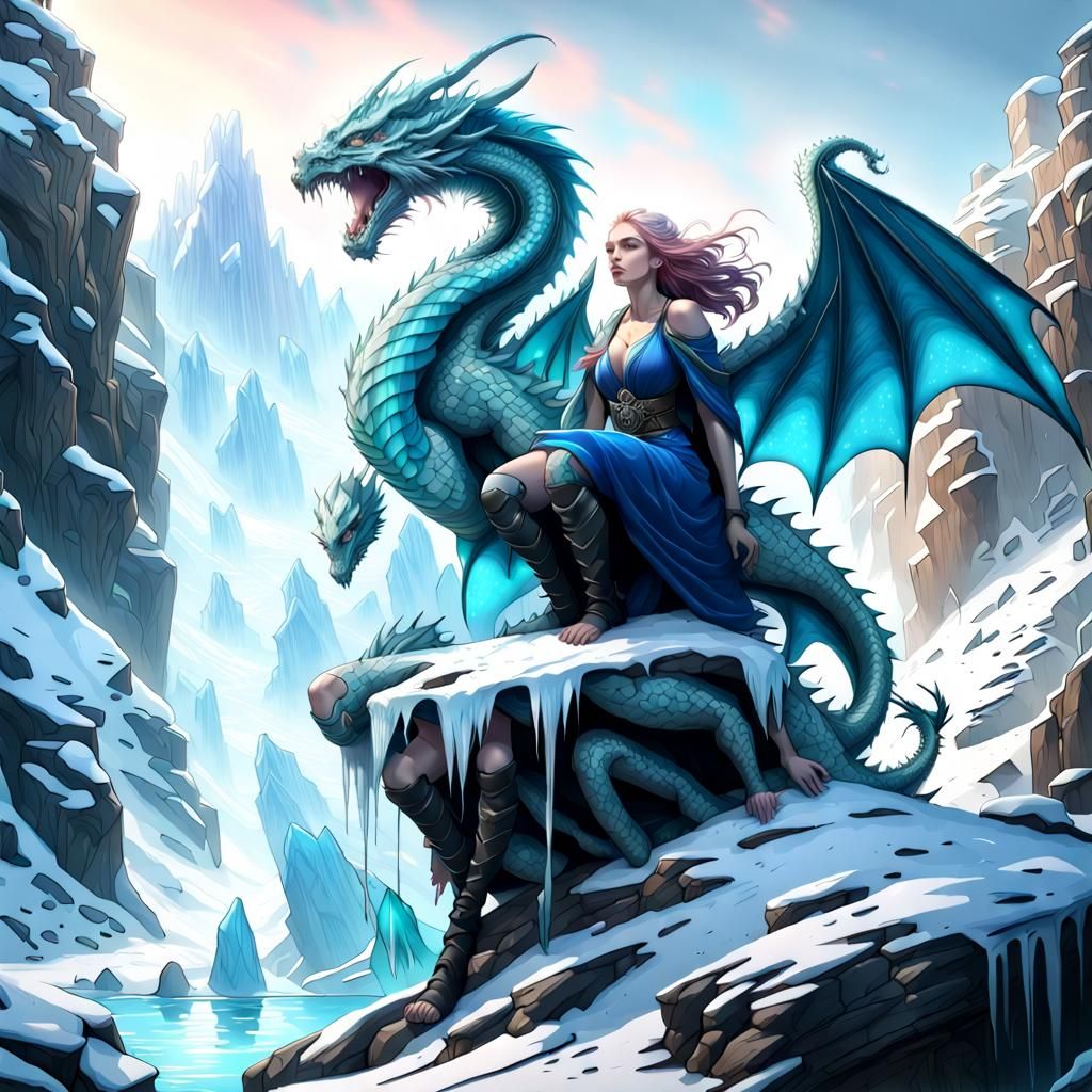 a human frozen dragon goddess falling of a cliff in human form and ...