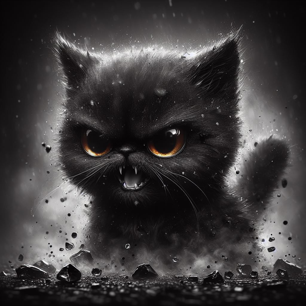 Black angry cat - AI Generated Artwork - NightCafe Creator