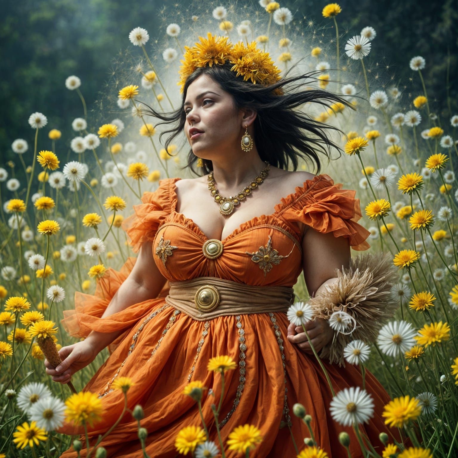 Accidental Beauty - Vibrant Dandelion Landscape in Hyper Pho...