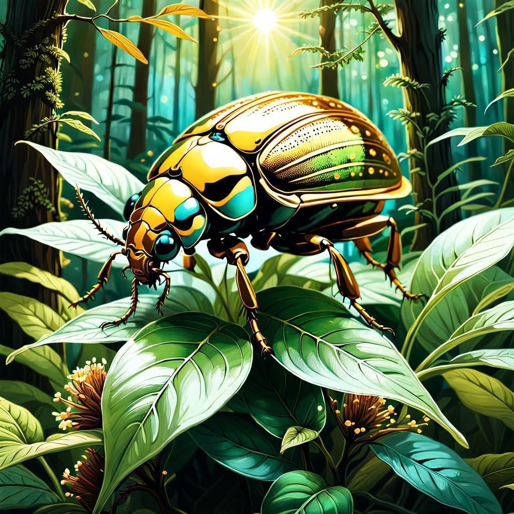 A rare golden beetle - AI Generated Artwork - NightCafe Creator