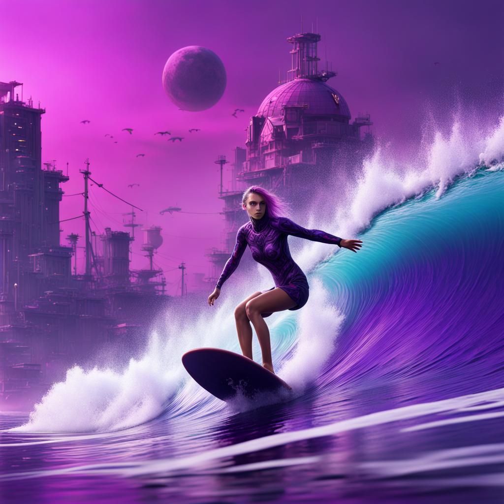 dadaism and feminism contemporary art ocean surfer surfing purple ...