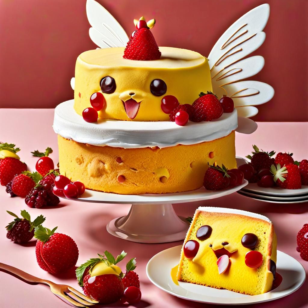 Cute Pikachu as angel food cake, hyper detailed, hyper texture, 8k ...