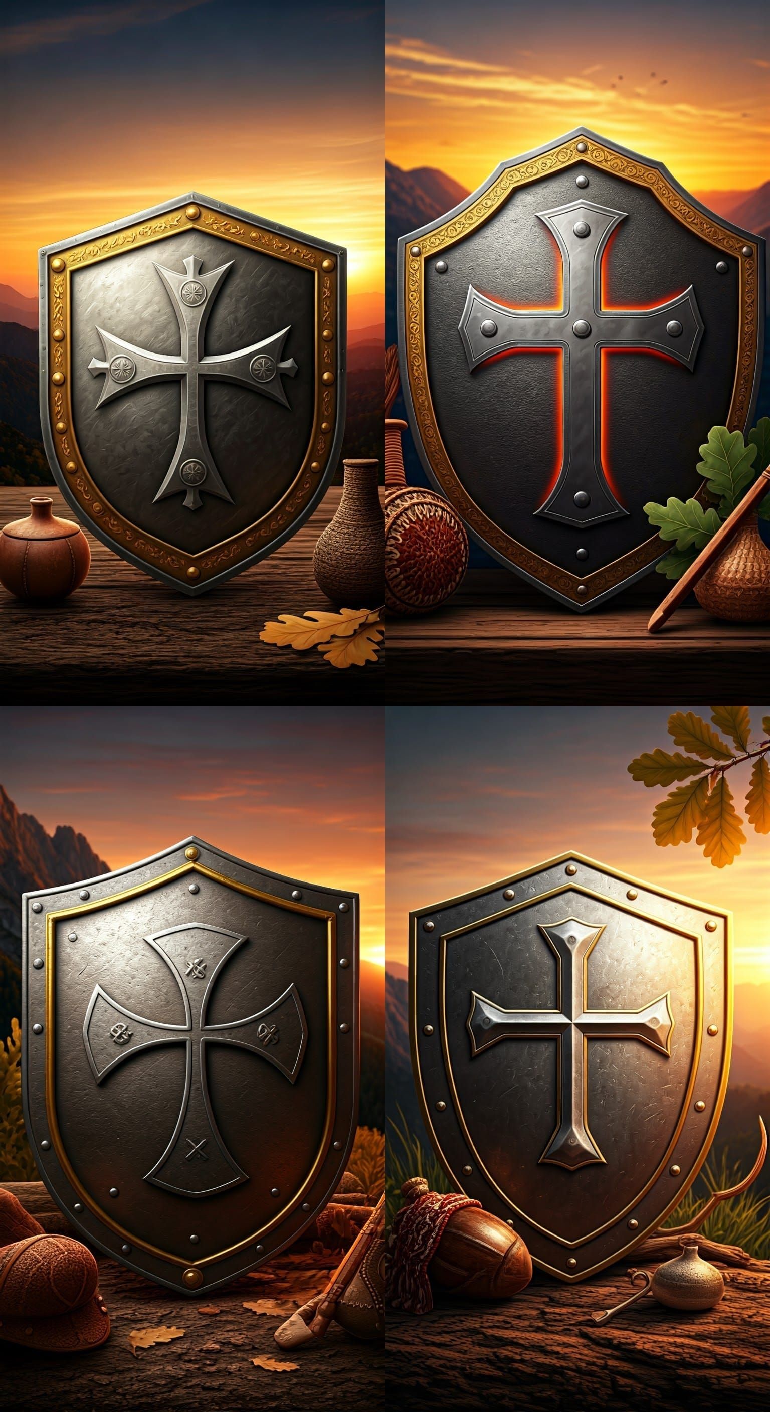 Historic Serbian Shield in Golden Light, Balkan Su... - AI Art