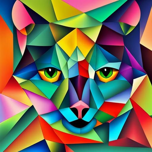 geometric abstract cat - AI Generated Artwork - NightCafe Creator