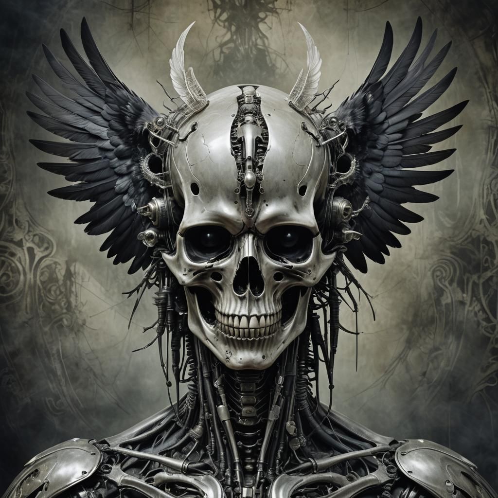 Dark Angel Crow (a) - AI Generated Artwork - NightCafe Creator