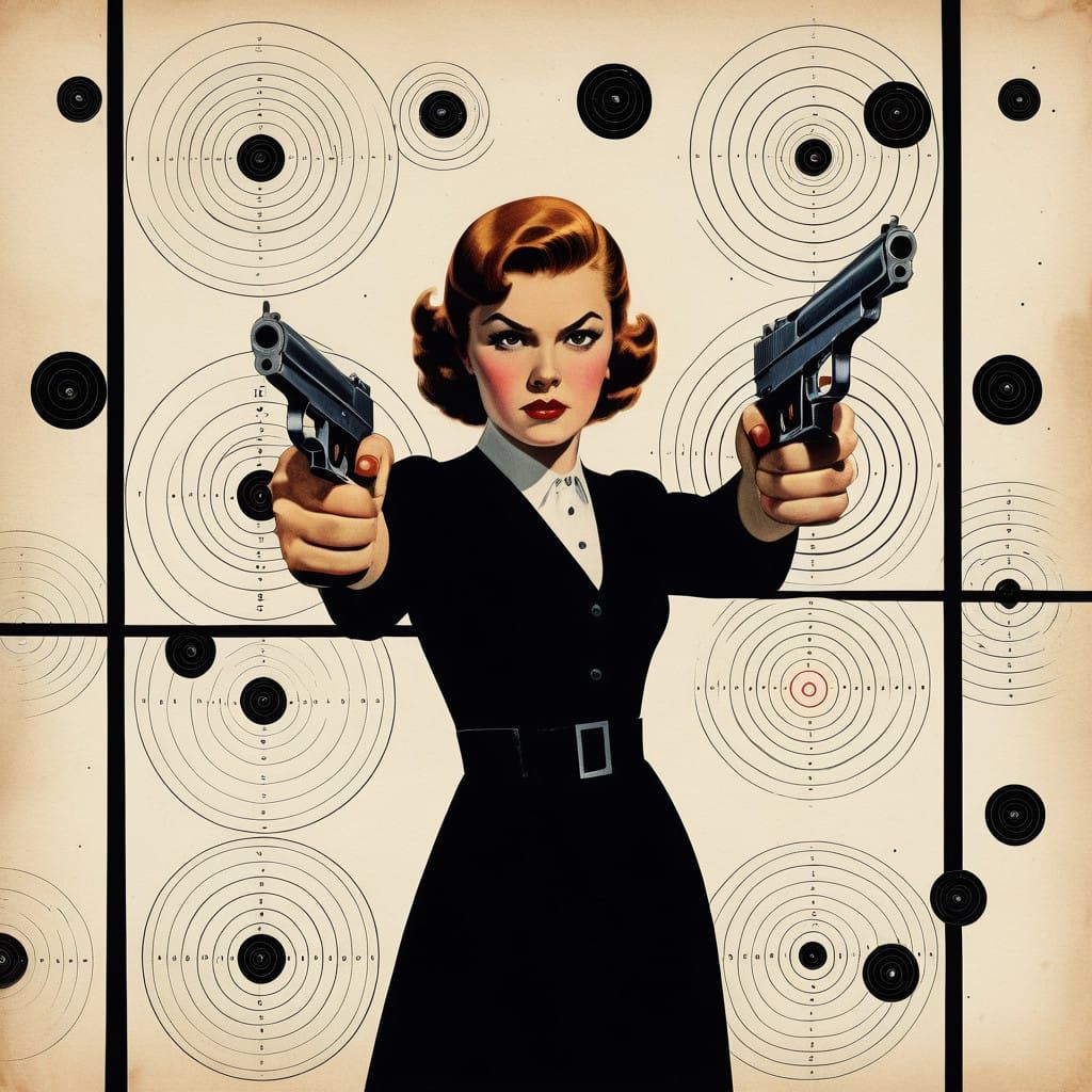 Glamorous Female Gunfighter in a Vintage Pulp Comi... - AI Art