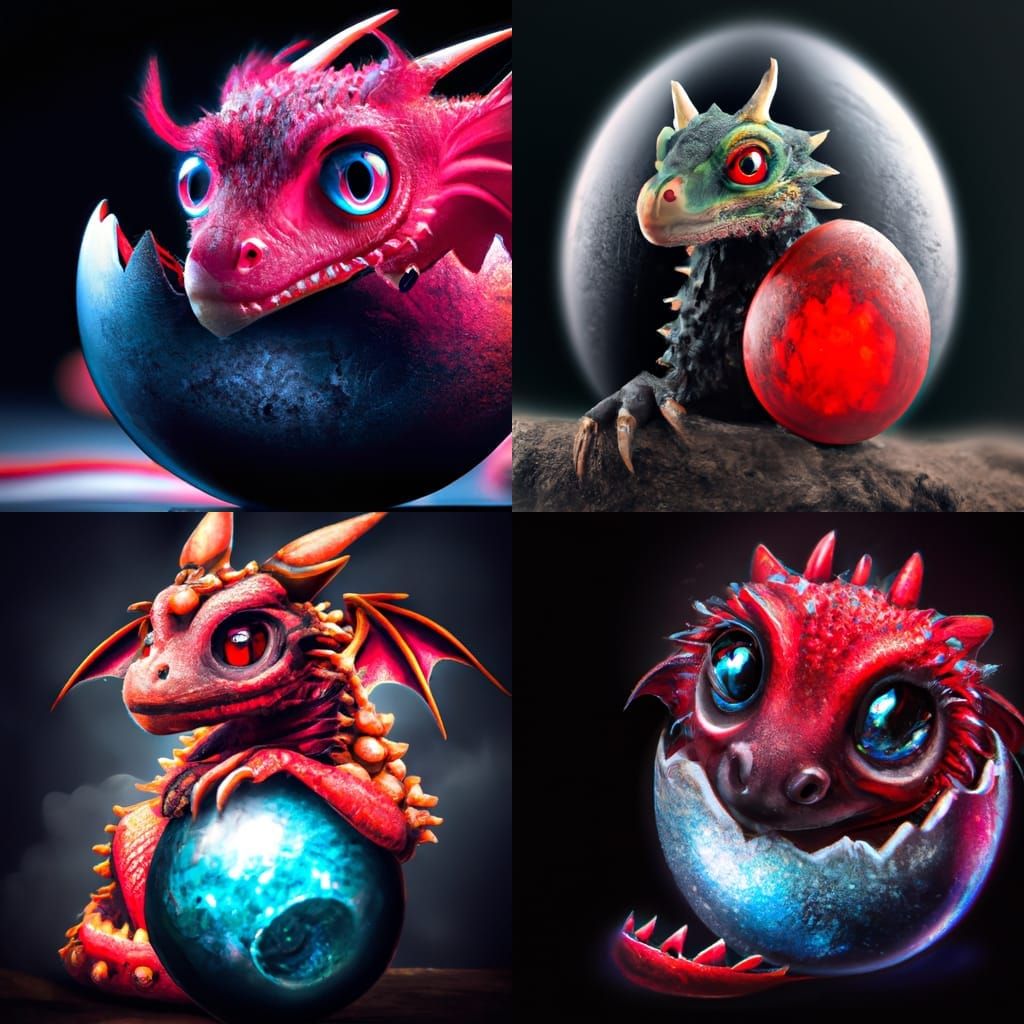 Little Red Dragon Hatchlings - AI Generated Artwork - NightCafe Creator