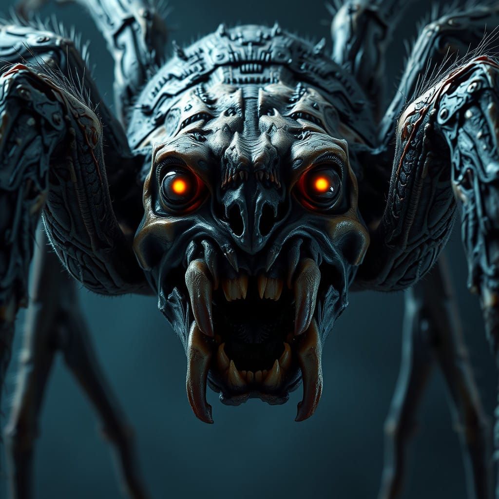 Biomechanical Horror Tarantula Monstrosity - AI Art