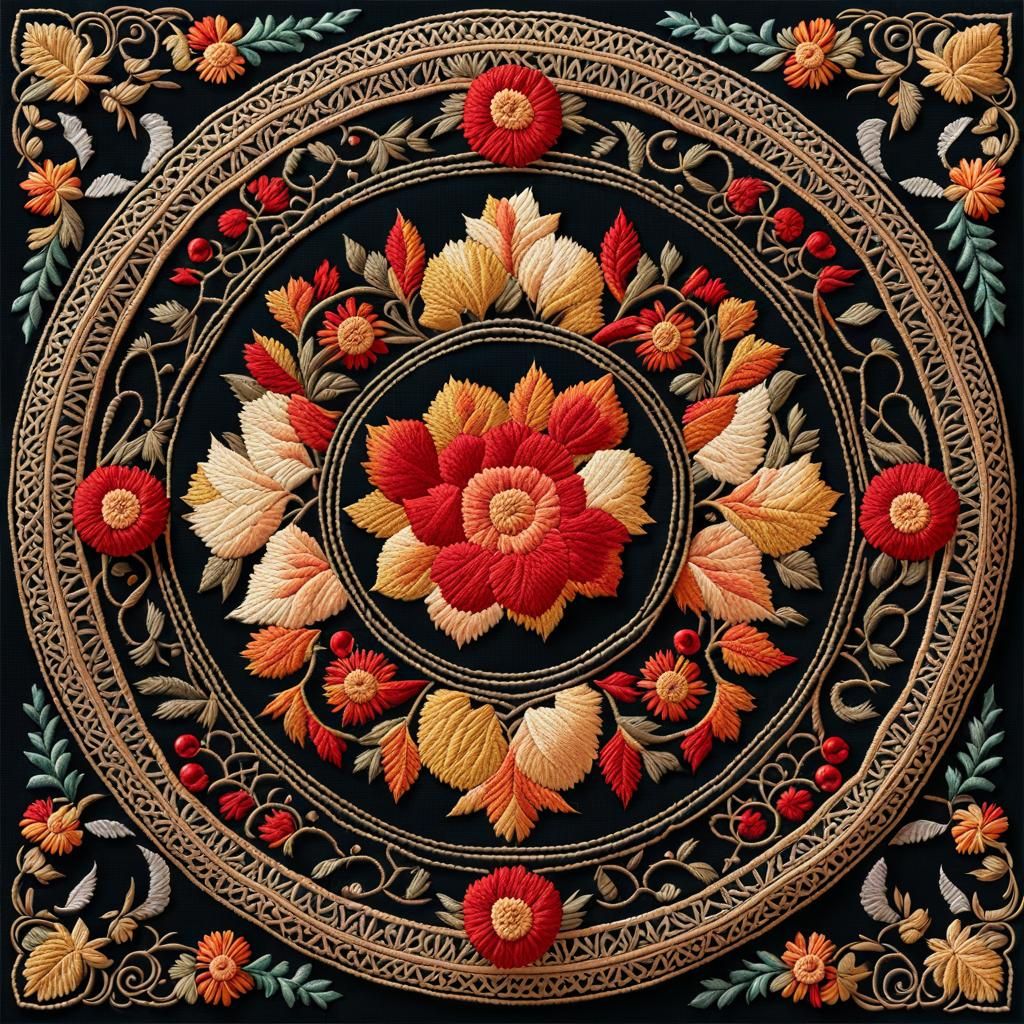Flowers Broderie - AI Generated Artwork - NightCafe Creator