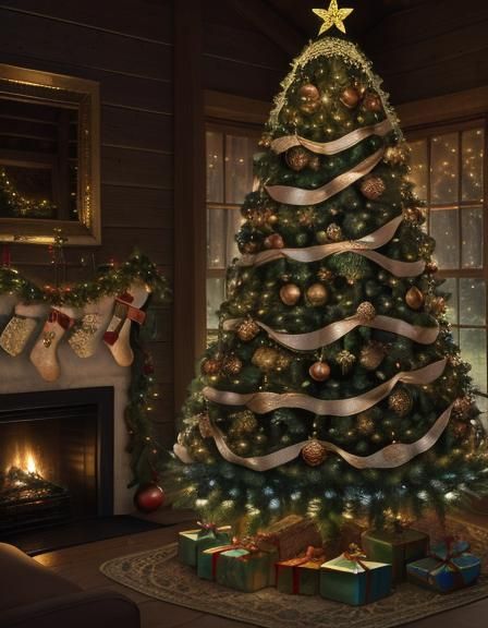 American Impressionism, Pre-Raphaelite Magnificent Blue Spruce tree ...